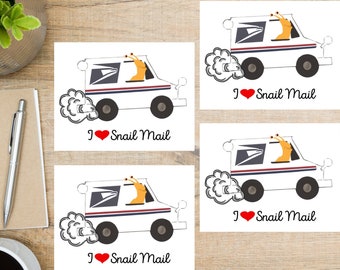 Snail Mail Postcard Set 4 Postcards 130 Thick Cardstock | Etsy