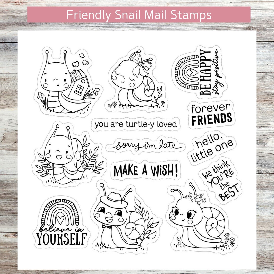 Friendly Snail Mail Stamp Set - Stamping Block Not Included - Set ...