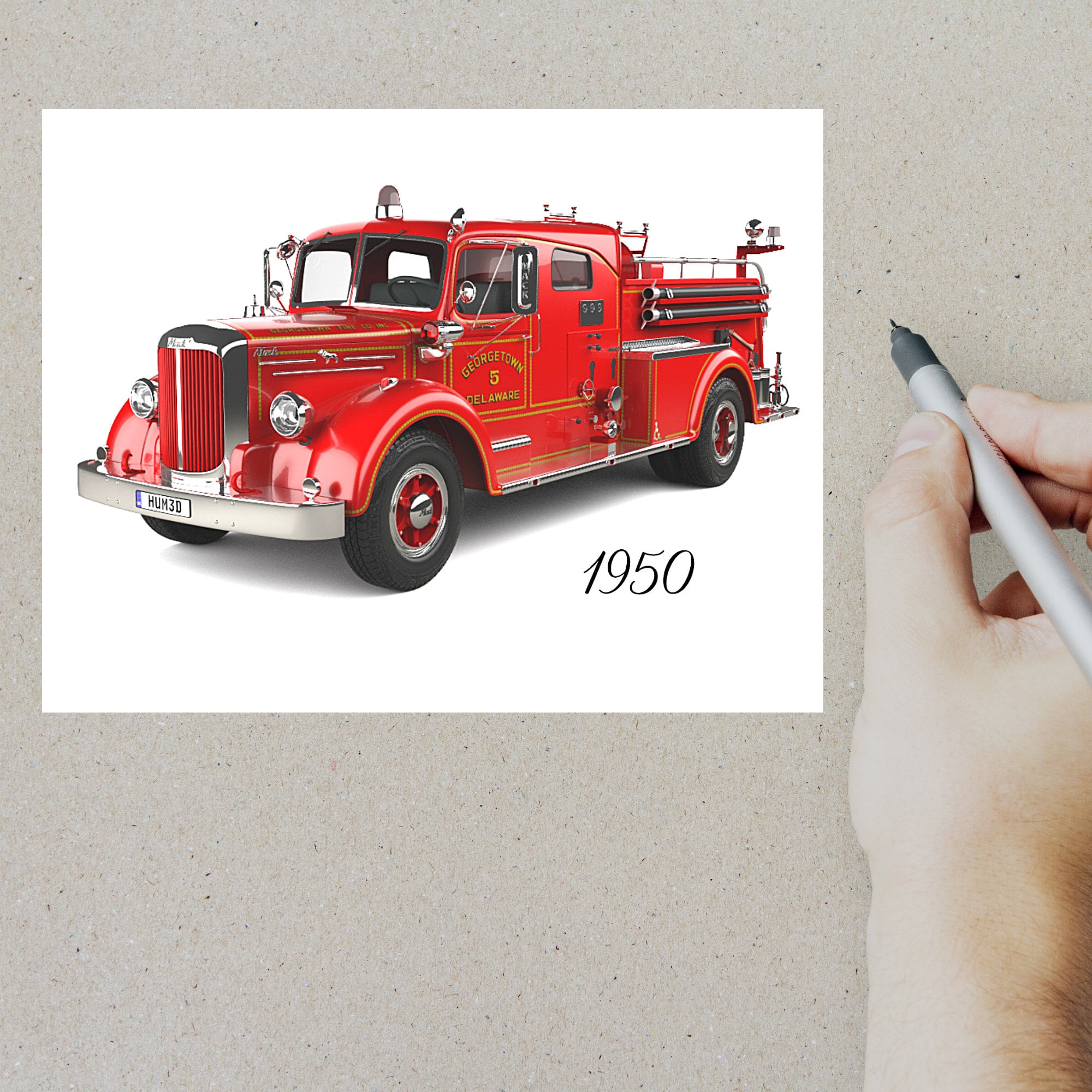 Vintage Fire Trucks Postcard Set 4 Postcards 130 Thick | Etsy