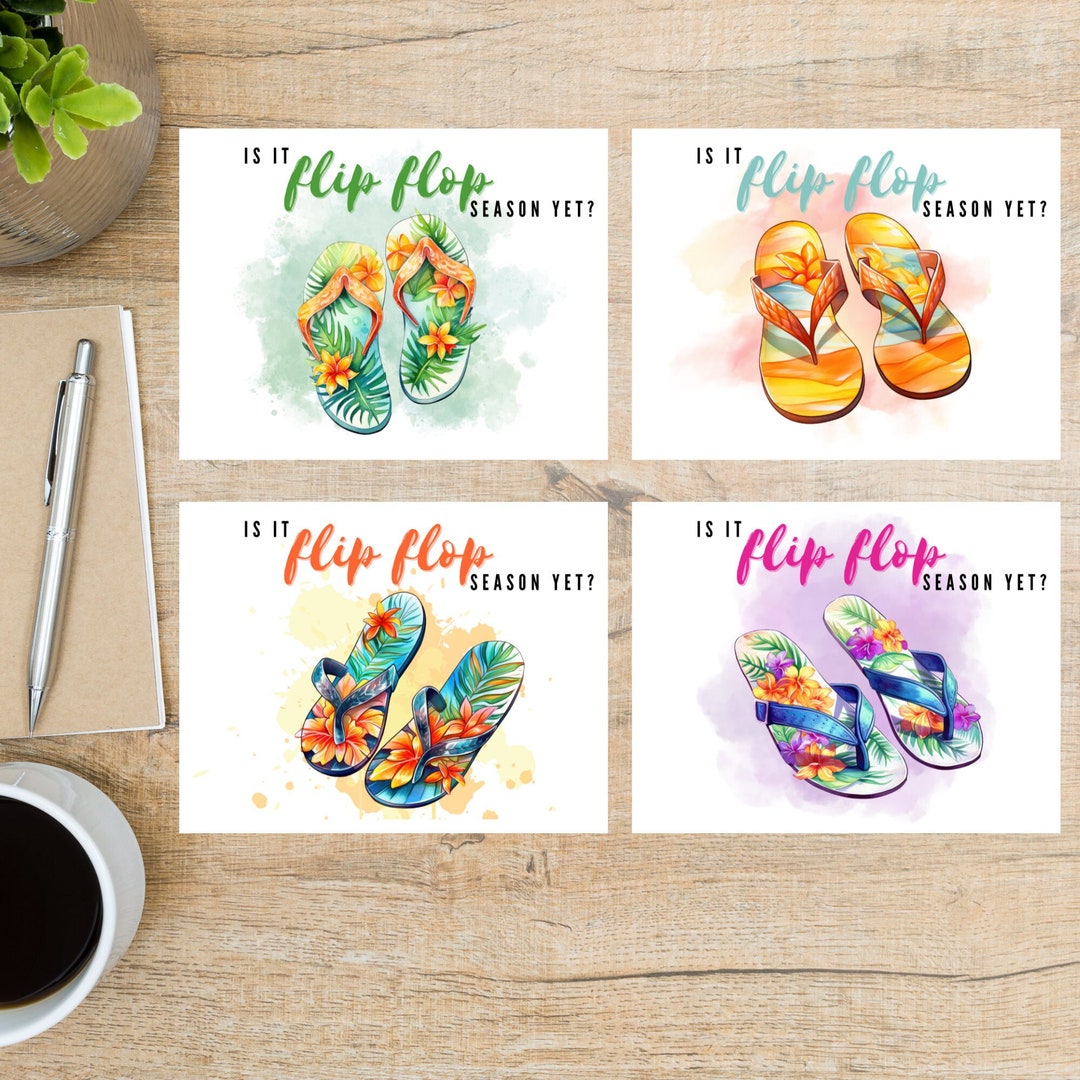 Is It Flip Flop Season Yet?! Postcard Set | 4 Postcards | 130 Thick ...