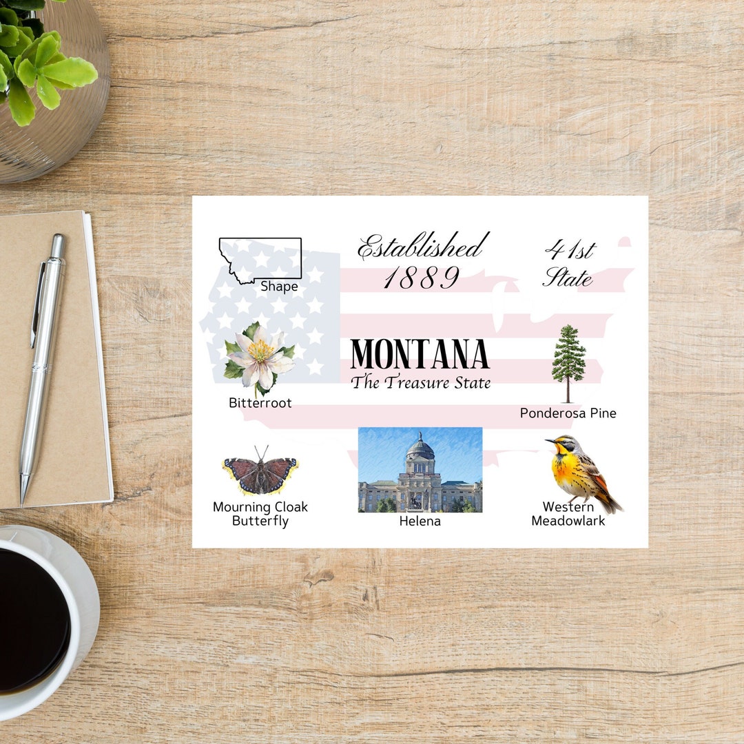 Montana Themes and Landmarks Postcard | 1 Postcard or Notecard | Thick ...