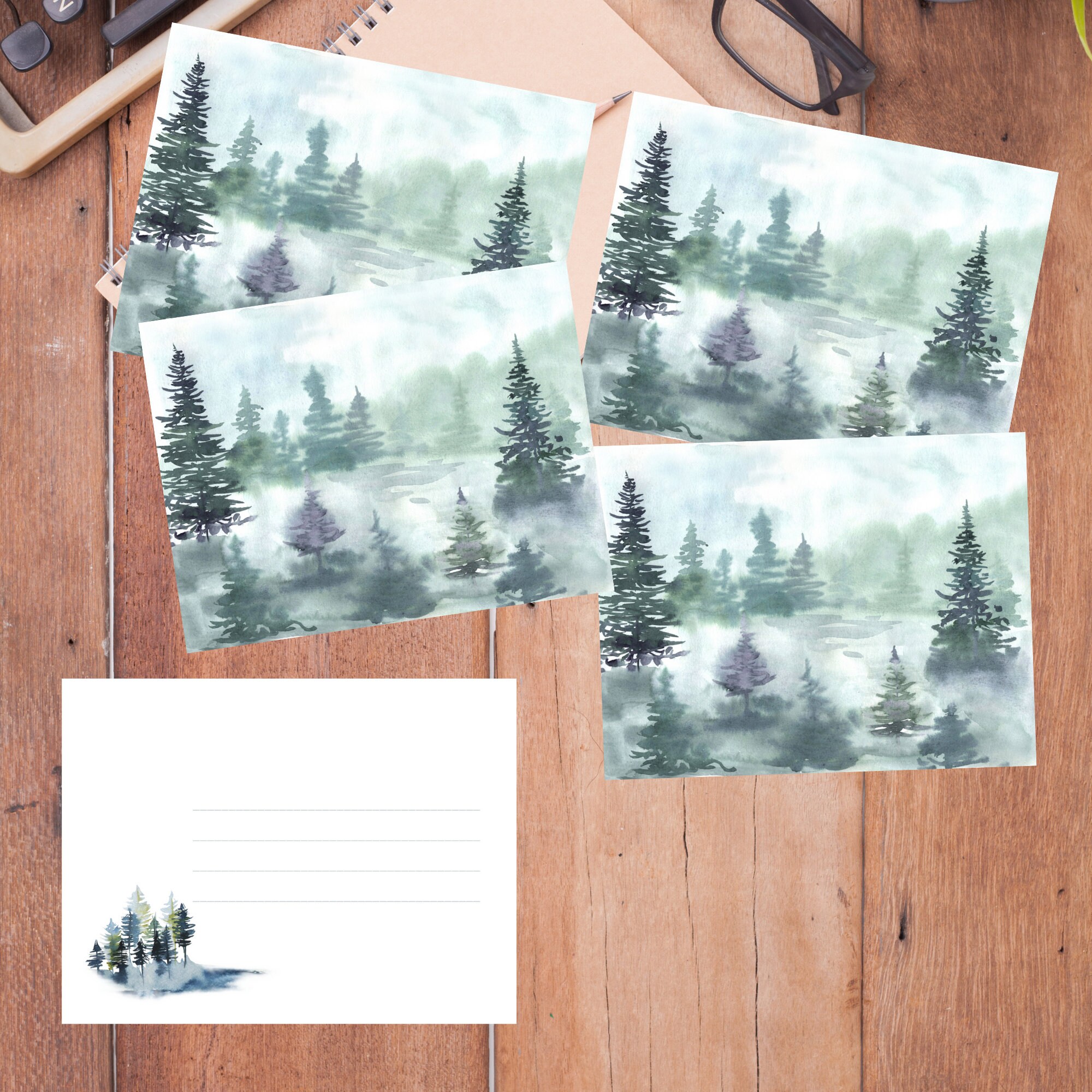 Watercolor Forest Greeting Card 4.25 inches wide by 5.50 | Etsy