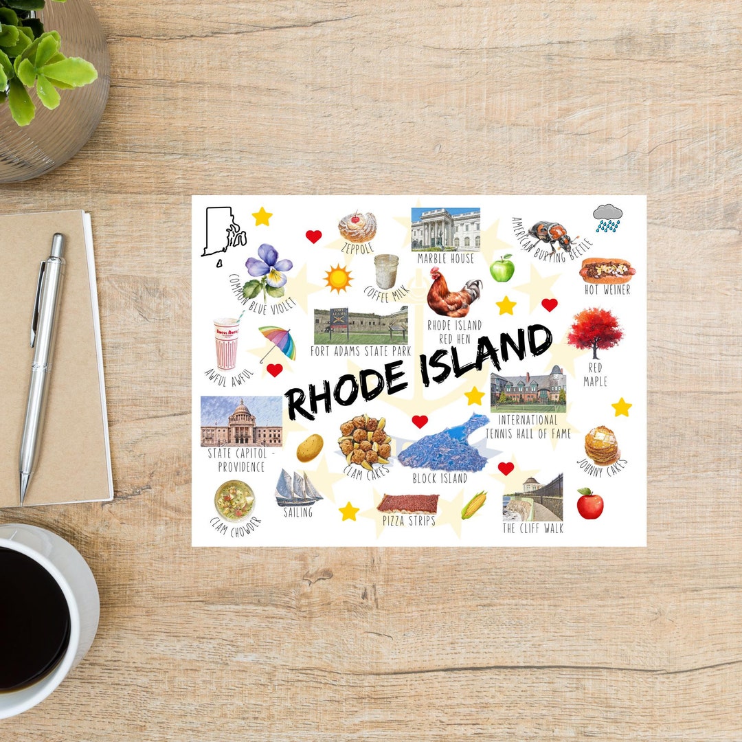 Rhode Island Themes and Landmarks Postcard | 1 Postcard or Notecard ...