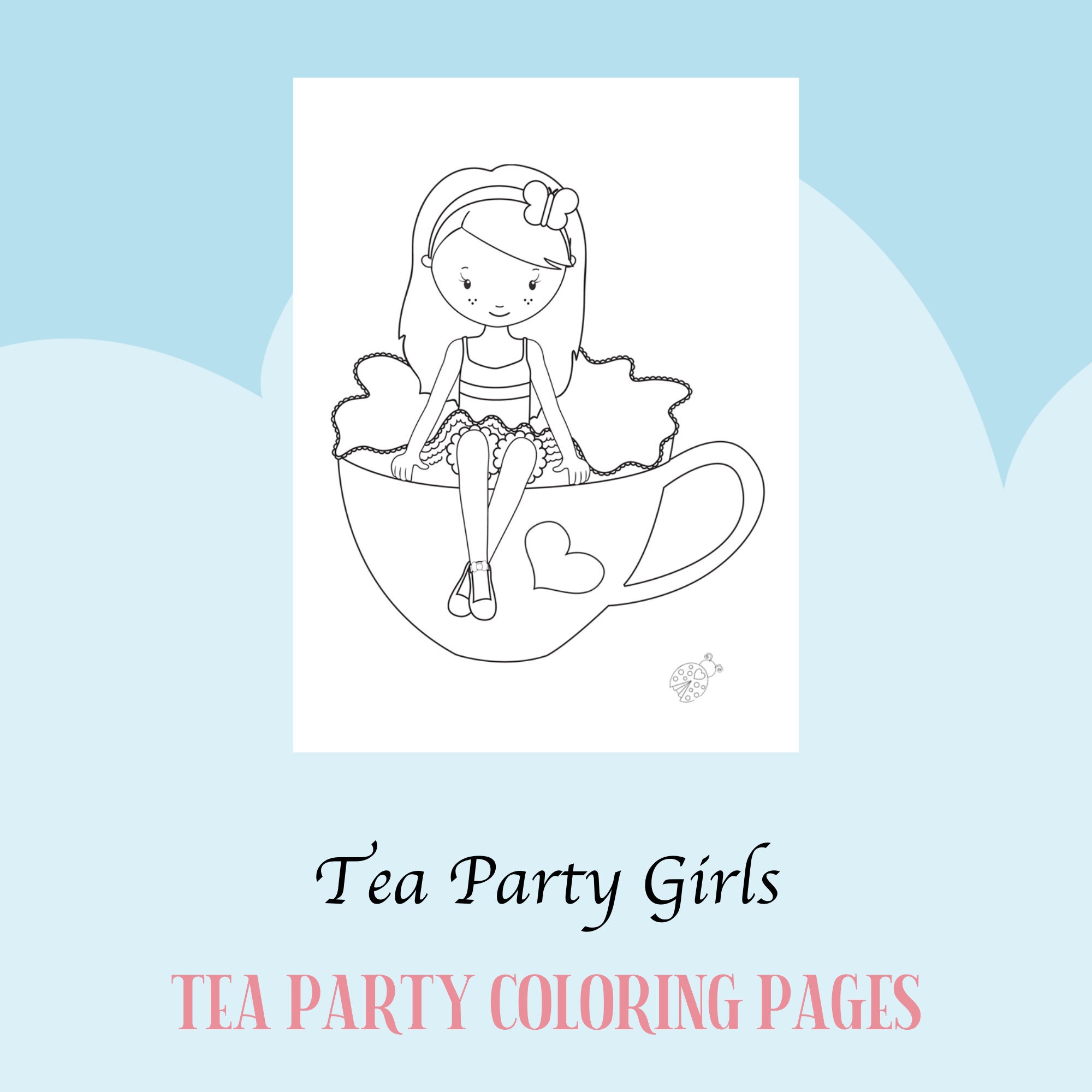 Tea Party Coloring Pages Digital Instant Download Printable | Etsy