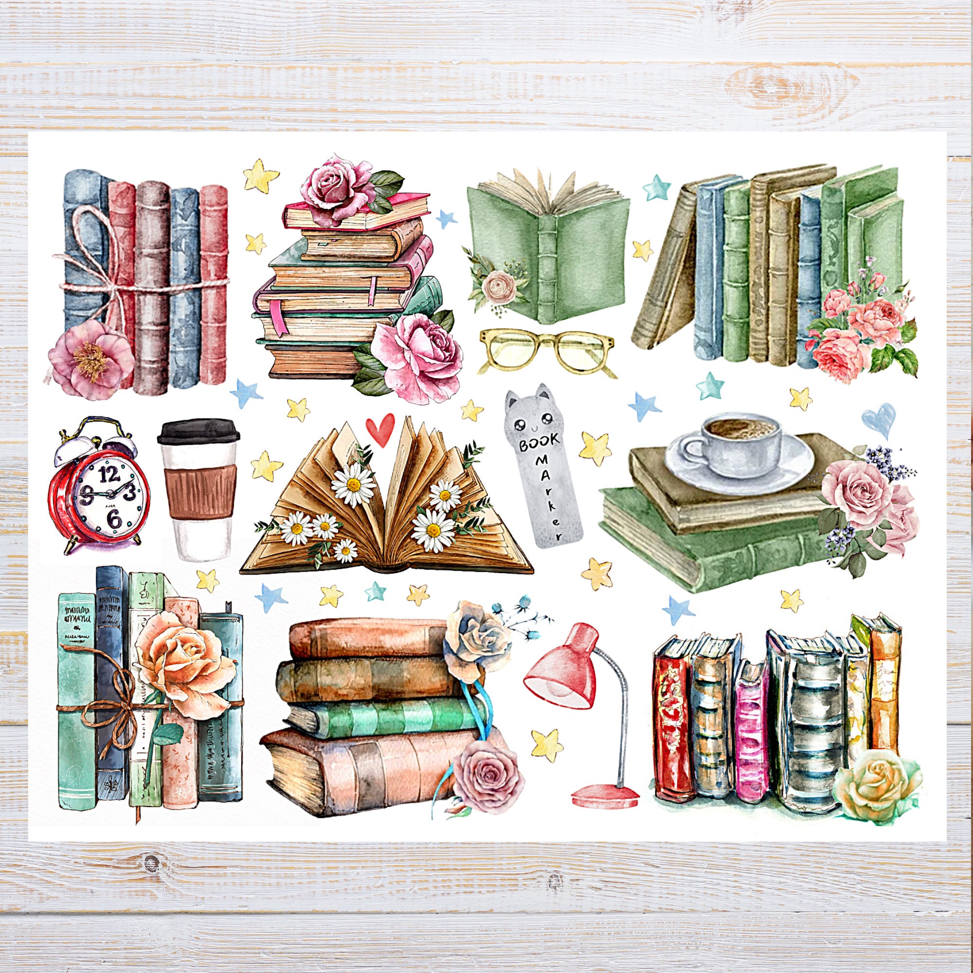 Books and Flowers Postcard 1 Postcard Thick Cardstock - Etsy
