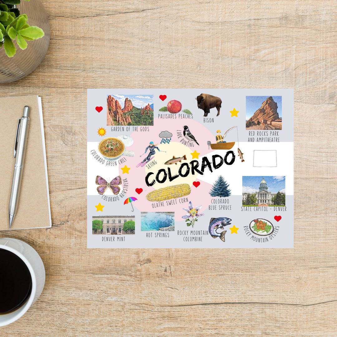 Colorado Themes and Landmarks Postcard With the State Flag in the ...