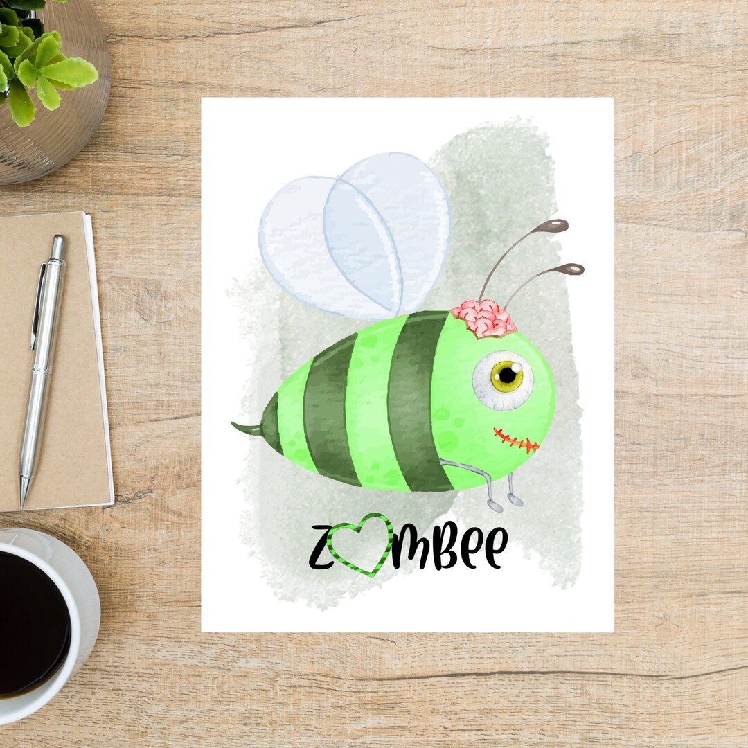 Zombie Bee - Zombee Postcard | 1 Postcard | Thick Cardstock | for ...