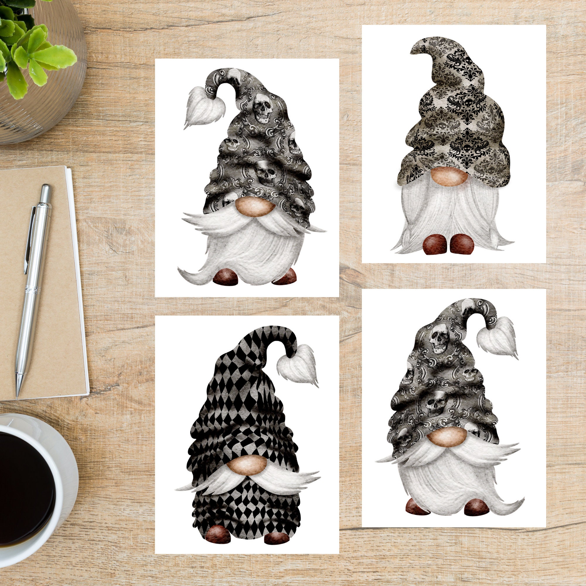 Gothic Gnomes Postcard Set 4 Postcards 130 Thick Cardstock - Etsy