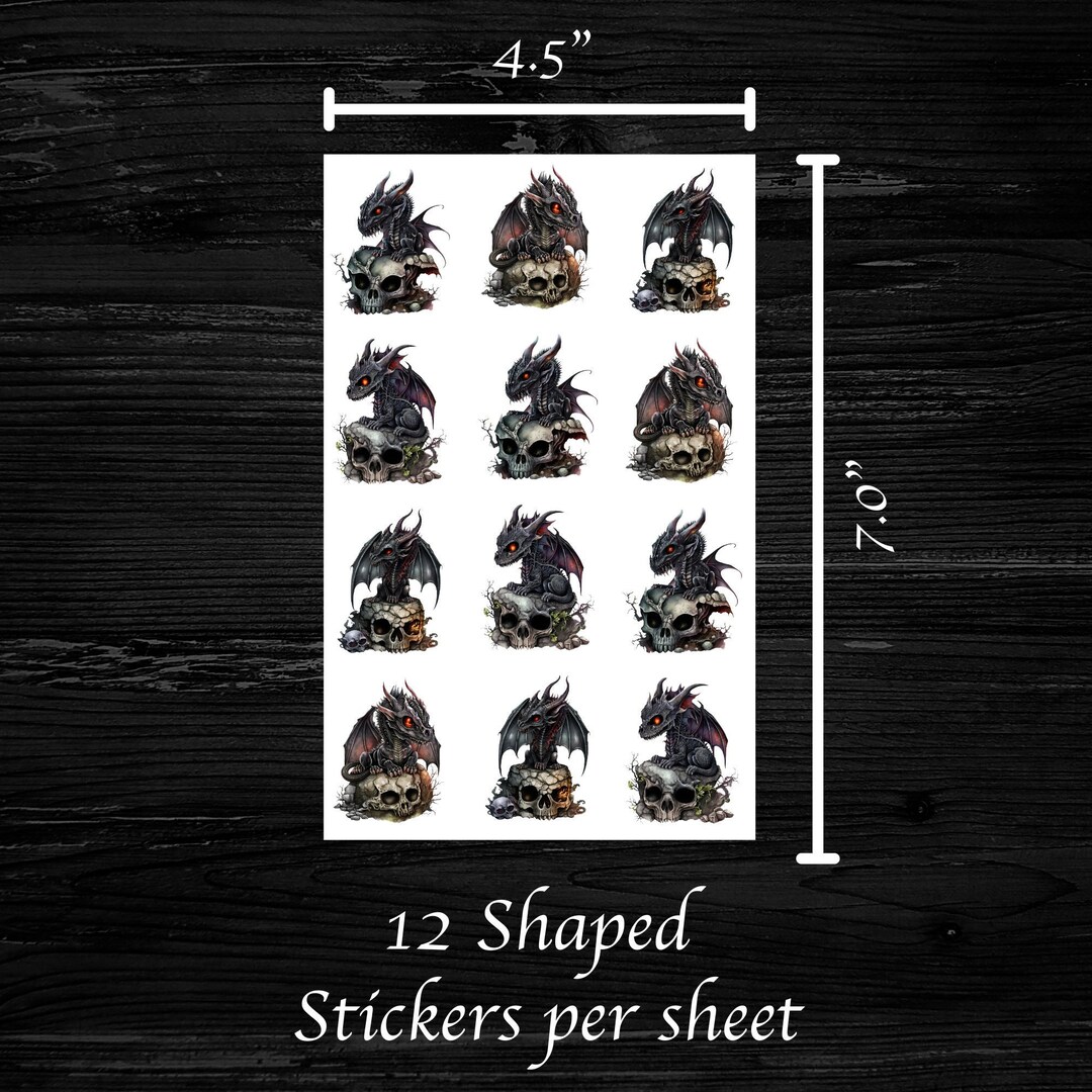 Black Dragons Sticker Sheet - Sheet Measures About 4.5" X 7.00 ...