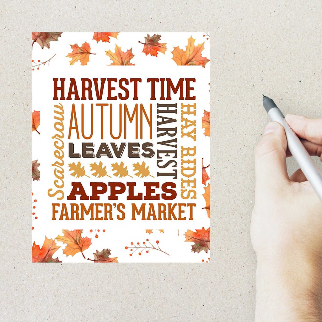 Word Cloud Fall Subway Art Postcard | 1 Postcard | Thick Cardstock ...