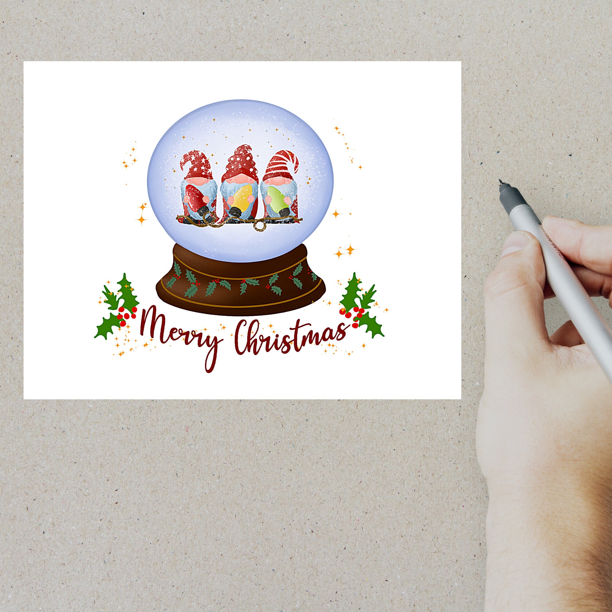 Christmas Gnomes Snow Globe Postcard Set 4 Postcards 130 | Etsy
