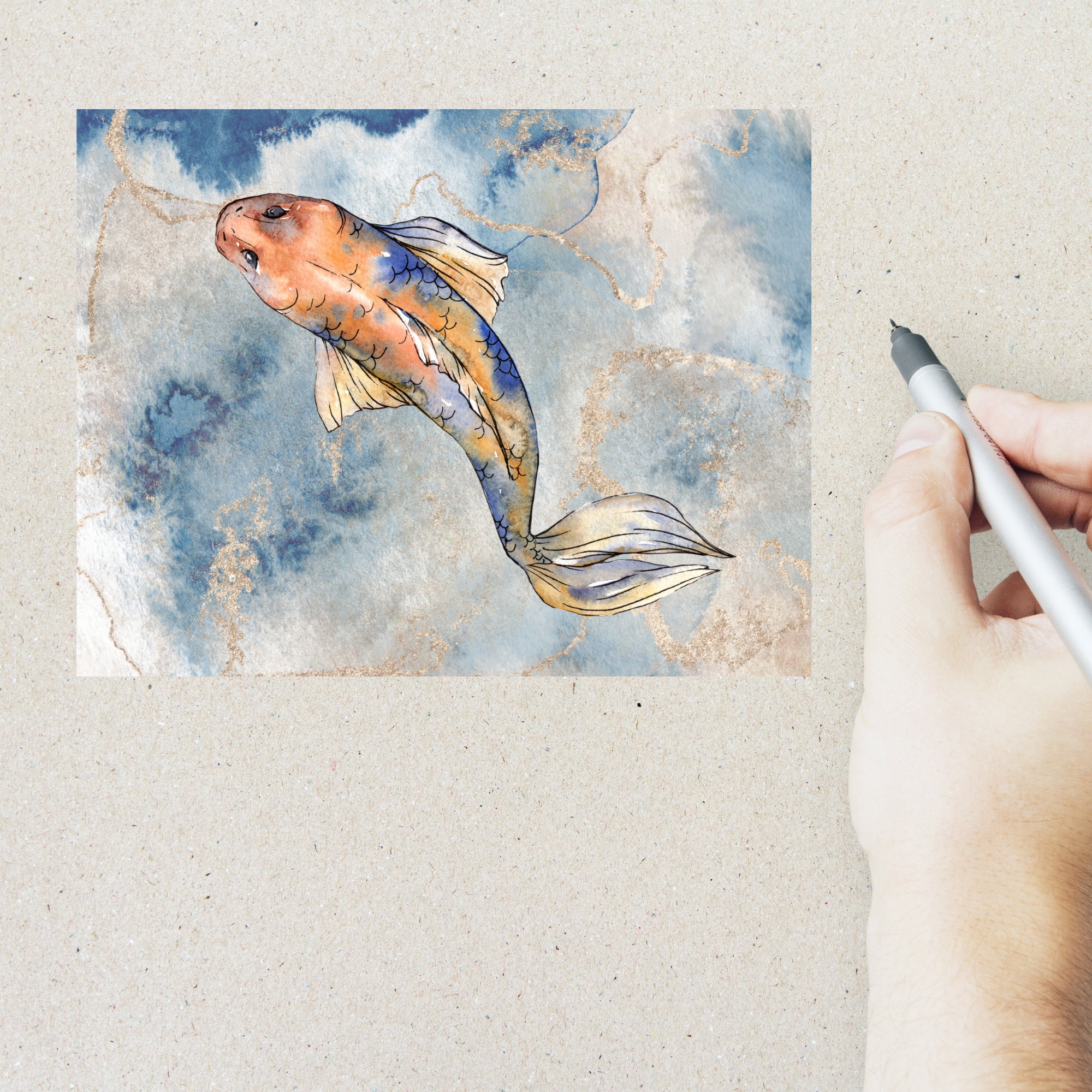 Watercolor Fish Postcards Set of 4 Full Color Beautiful - Etsy