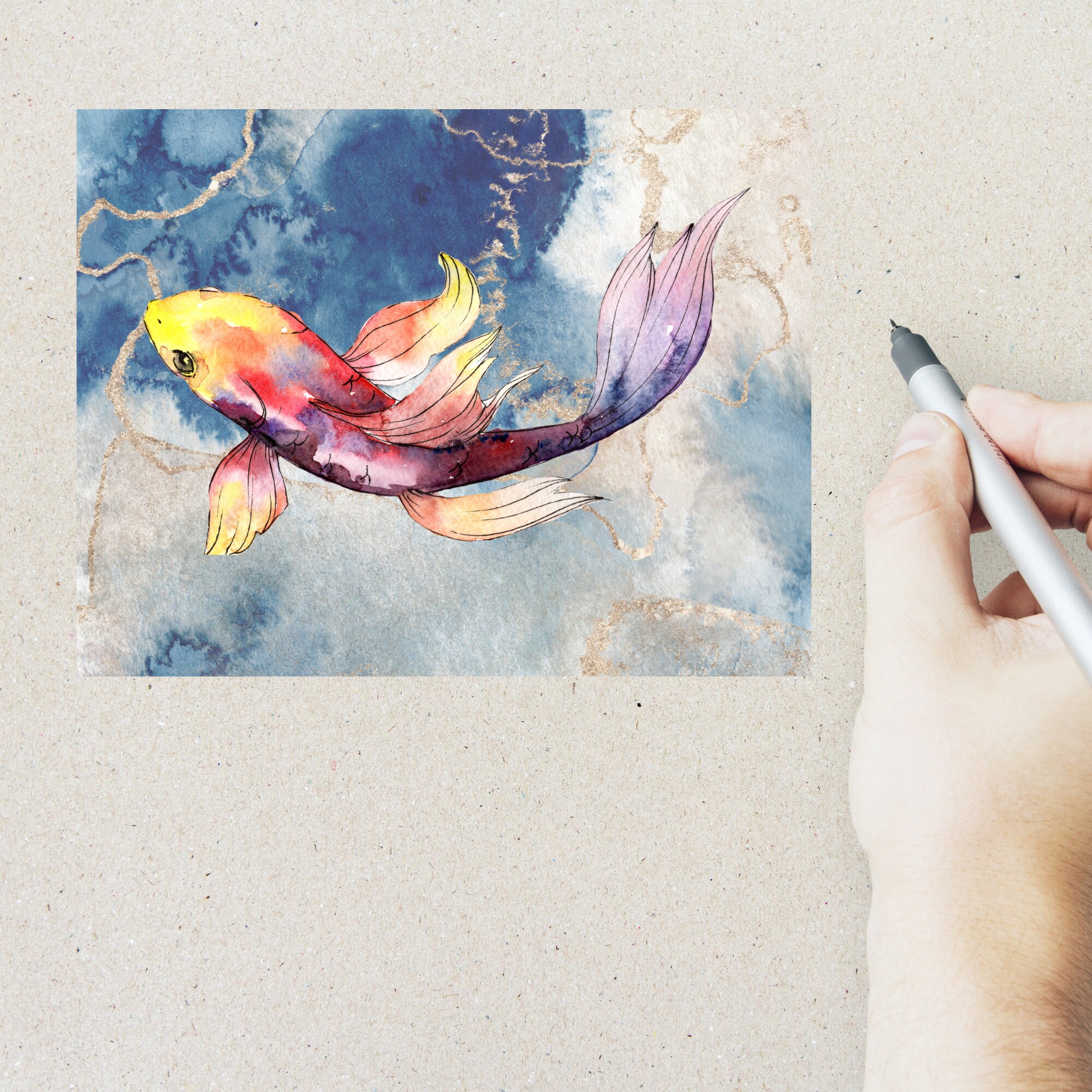 Watercolor Fish Postcards Set of 4 Full Color Beautiful - Etsy