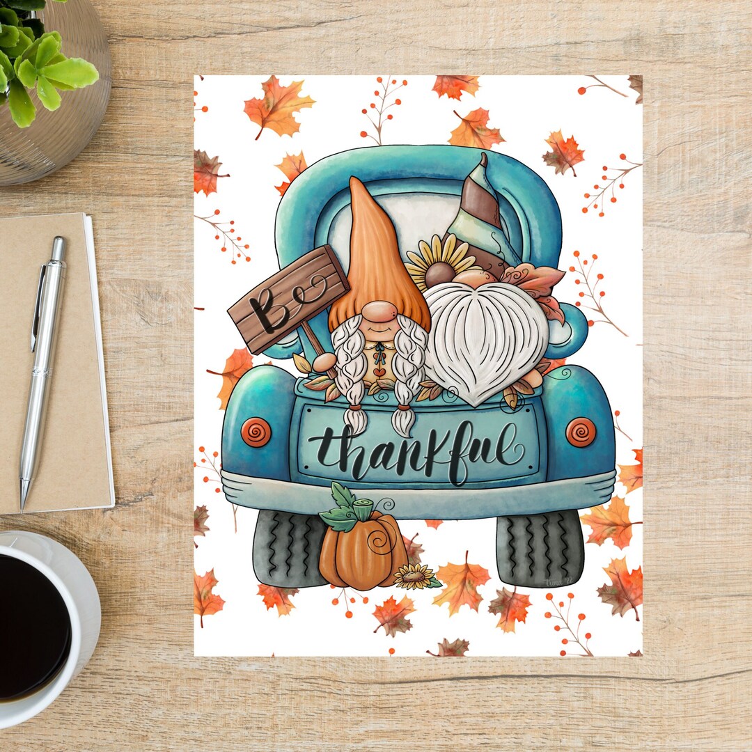 Be Thankful Gnomes Postcard | 1 Postcard | Thick Cardstock | for ...