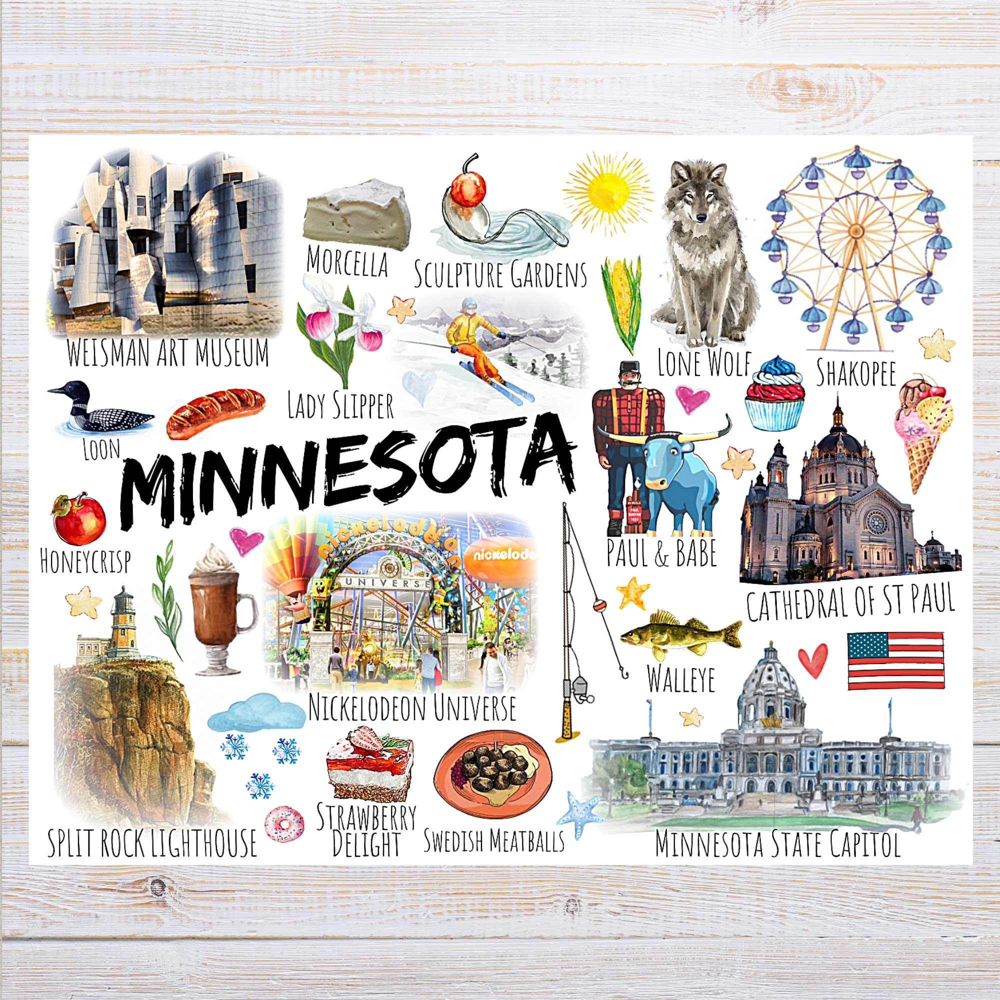 Minnesota Themes and Landmarks Postcard 1 Postcard Thick - Etsy