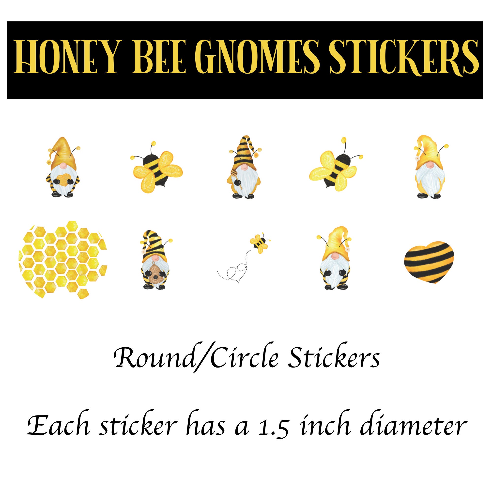 Honey Bee Gnomes Circle Stickers 10 Stickers per Sheet - Etsy