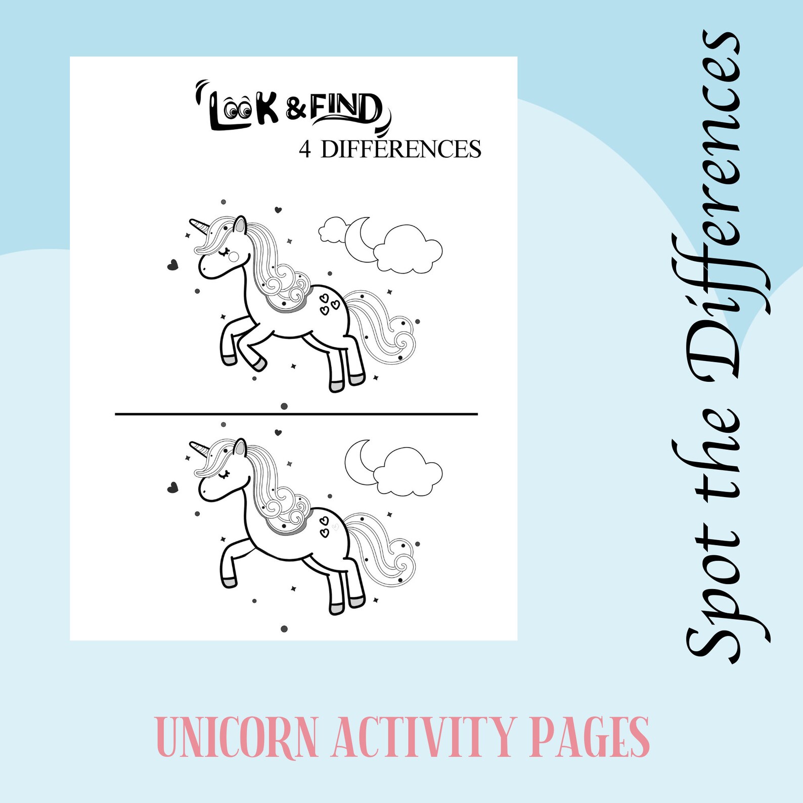 Unicorn Themed Activity Pages for Kids Word Search Coloring | Etsy