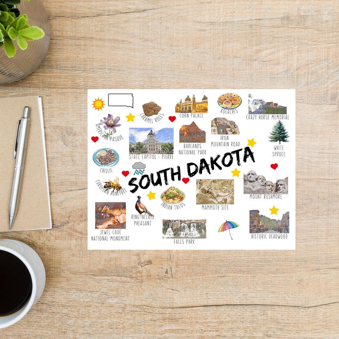 South Dakota Themes and Landmarks Postcard | 1 Postcard or Notecard ...