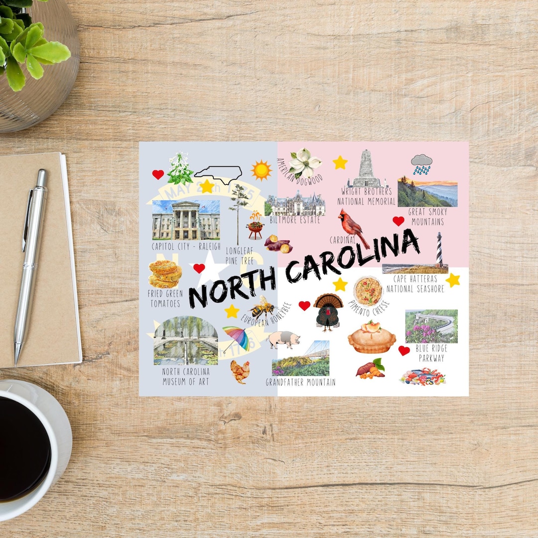 North Carolina Themes and Landmarks Postcard | 1 Postcard or Notecard ...