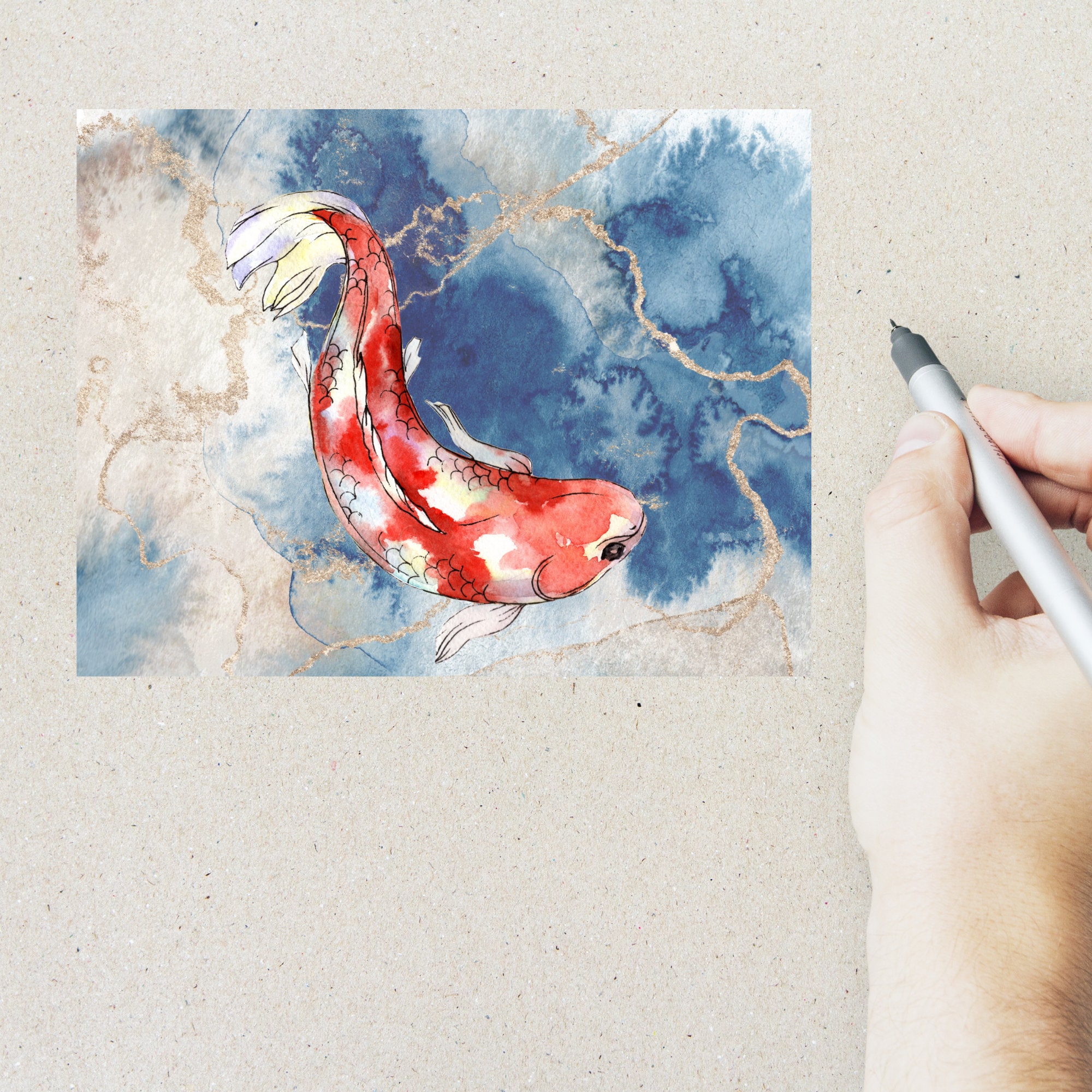 Watercolor Fish Postcards Set of 4 Full Color Beautiful - Etsy