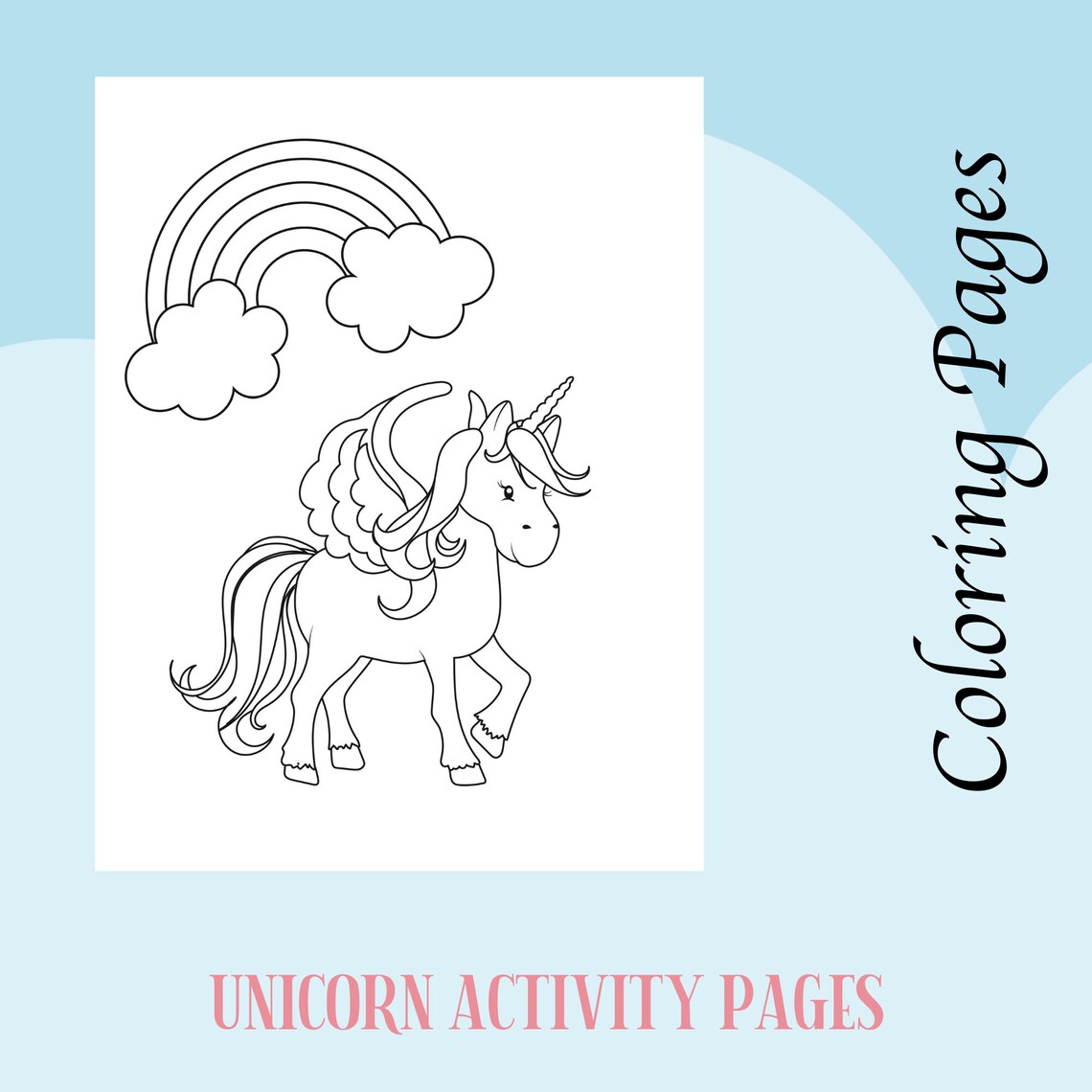 Unicorn Themed Activity Pages for Kids Word Search Coloring | Etsy