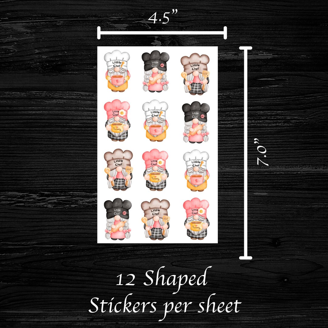 Chef Gnomes Stickers | 12 Stickers per Sheet | Shaped Stickers | Great ...