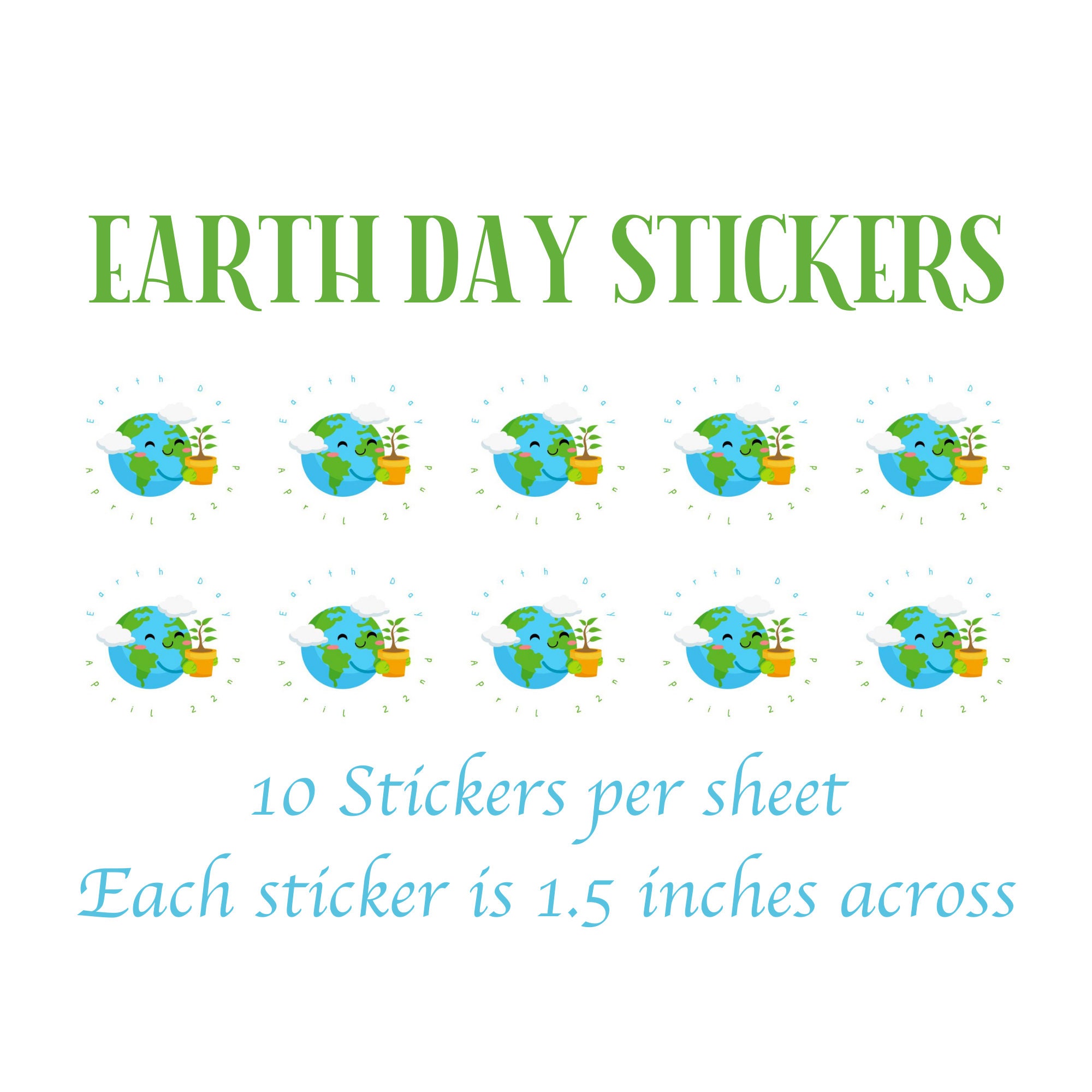 Earth Day Circle Stickers 10 Stickers per Sheet 1.5 | Etsy
