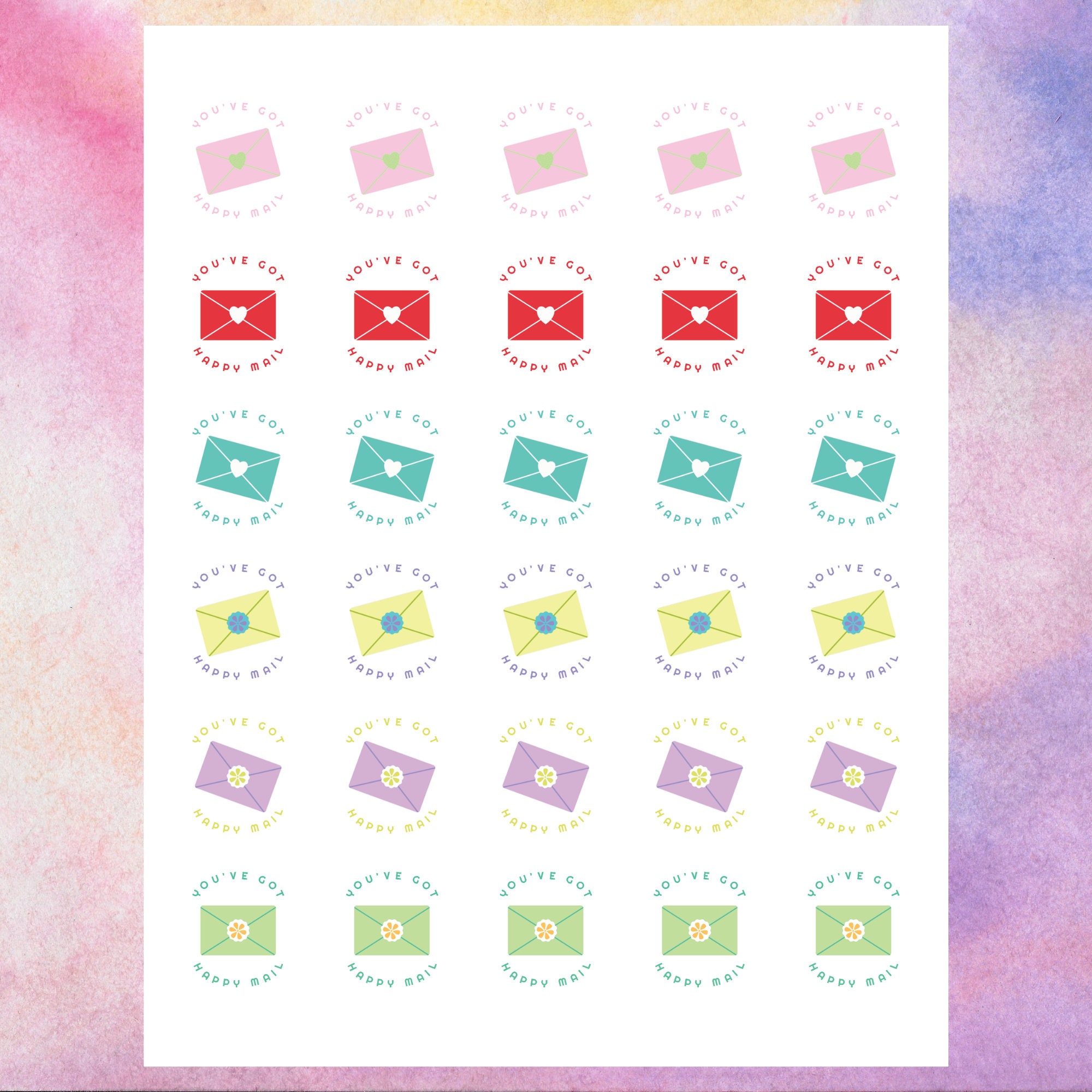 You've Got Happy Mail | 30 Stickers per Sheet | 1.5" Circles | Great ...