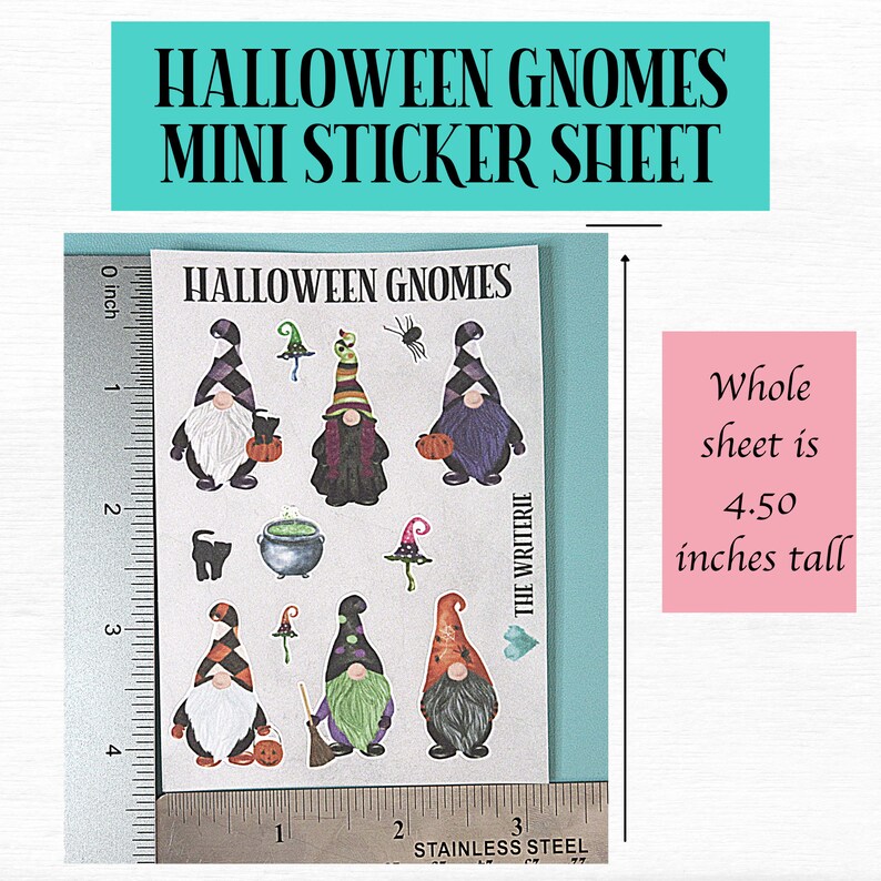 Halloween Gnomes Mini Sticker Sheet - Sheet Measures 3.25" X 4.50 ...