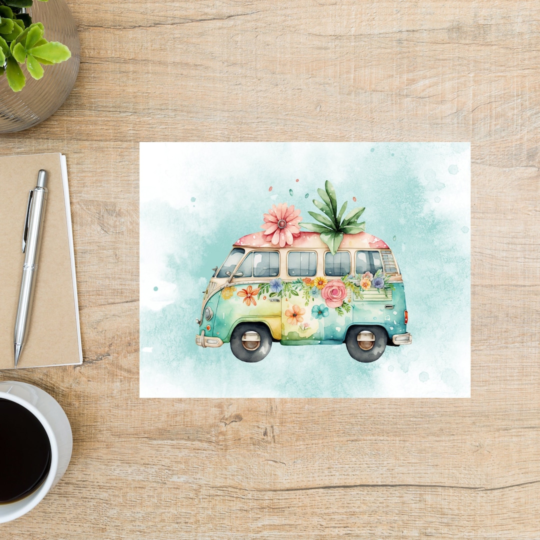 Flower Bus Postcard | 1 Postcard | Thick Cardstock | Lovely Flower ...