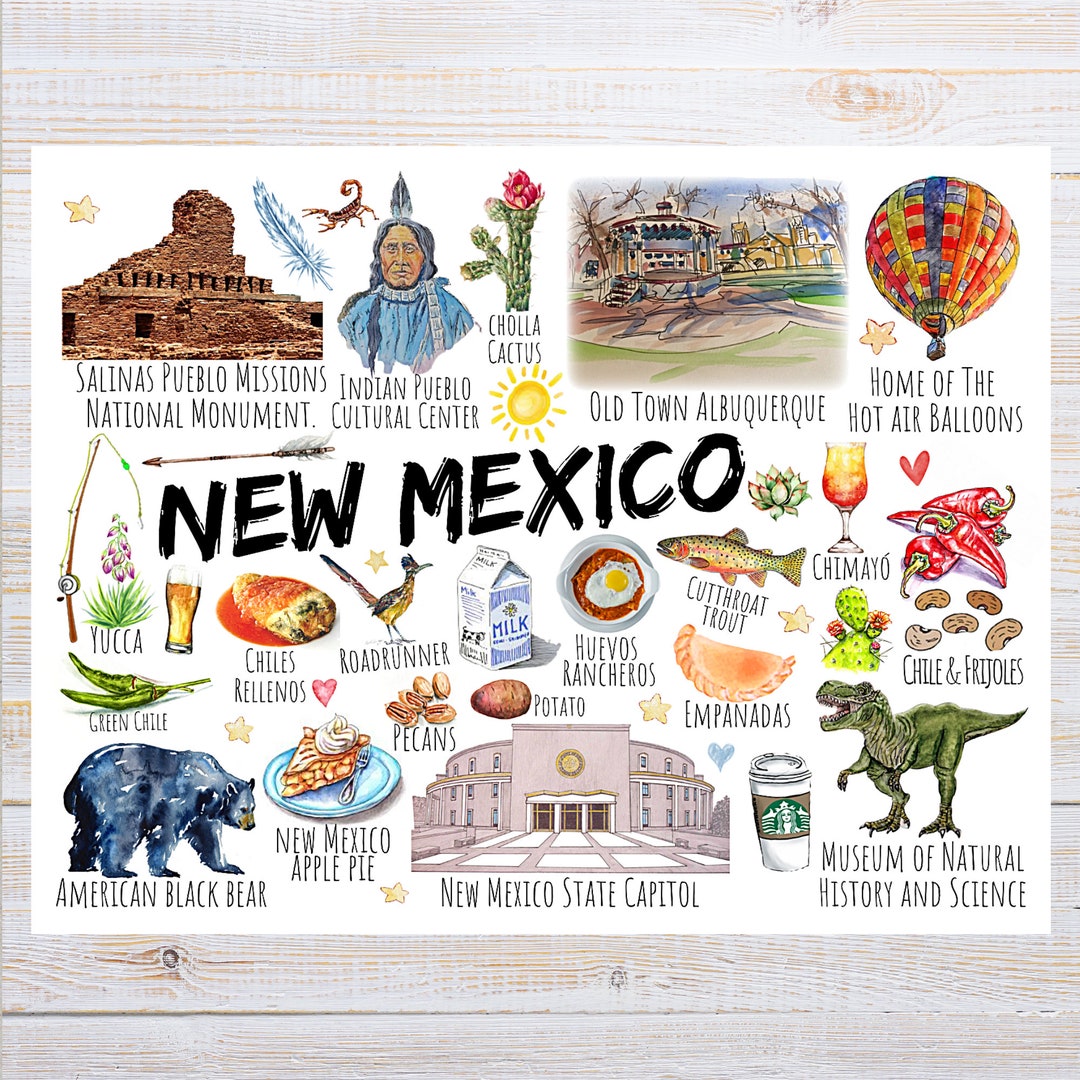New Mexico Themes and Landmarks Postcard 1 Postcard or Notecard Thick ...
