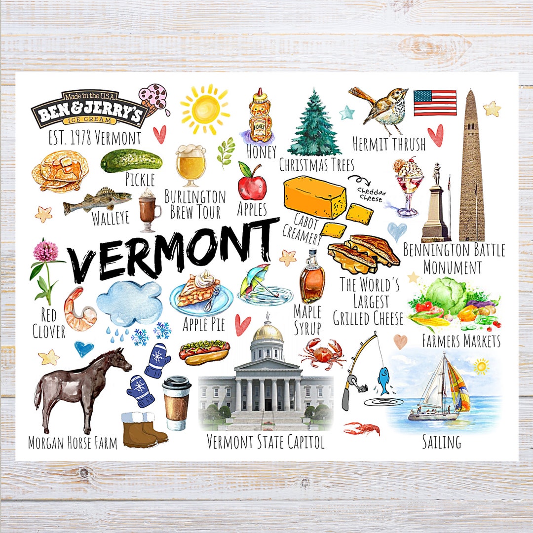 Vermont Themes and Landmarks Postcard 1 Postcard Thick Cardstock for ...