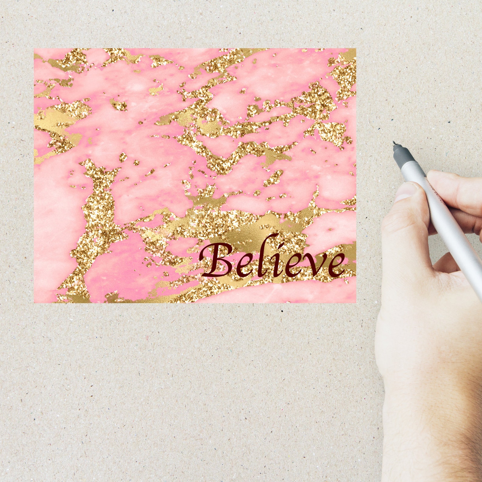 Gold and Pink Inspirational Postcards Set of 4 Full Color - Etsy