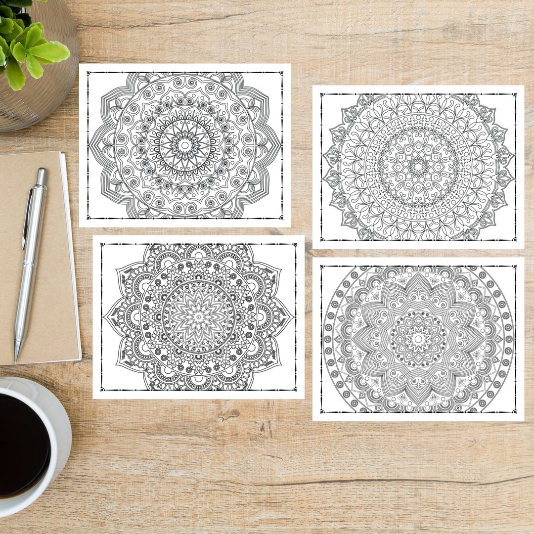 Mandala Postcard Set | 4 Postcards | 130 Thick Cardstock | Color Me ...