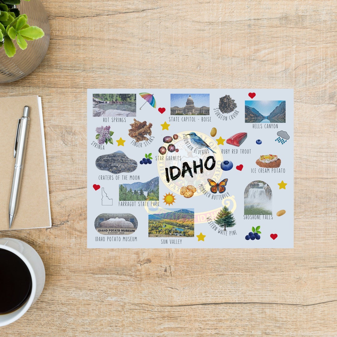 Idaho Themes and Landmarks Postcard | 1 Postcard or Notecard | Thick ...