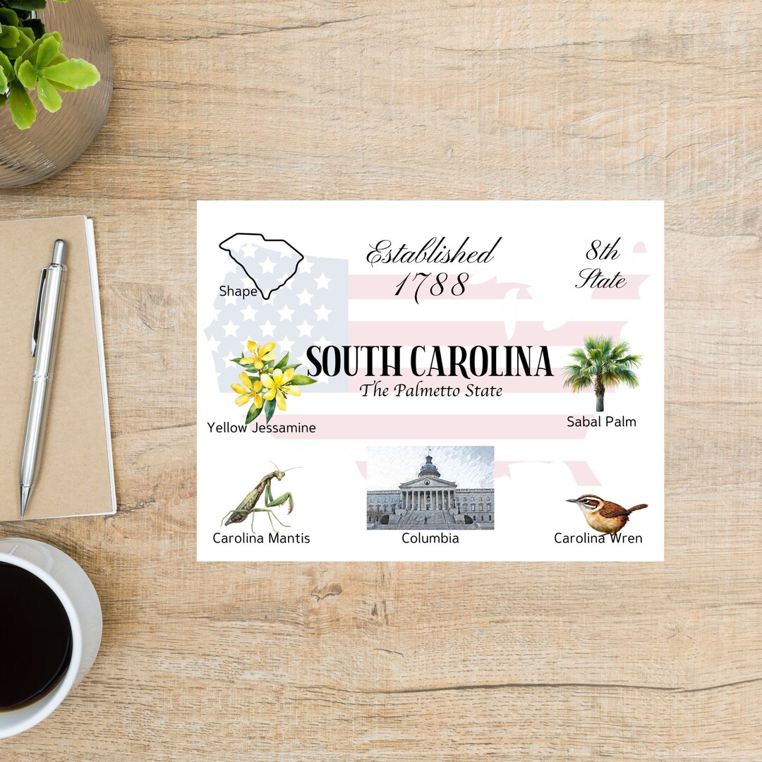 South Carolina Themes and Landmarks Postcard | 1 Postcard or Notecard ...