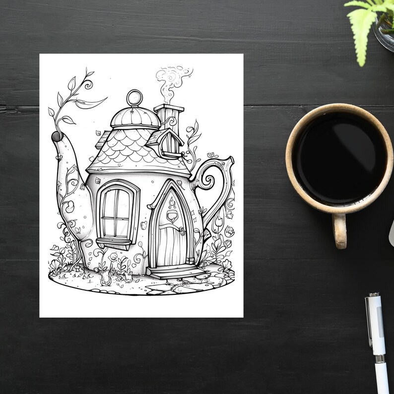 Color Me Teapot Houses Postcards | Set of 4 Postcards | Great for ...