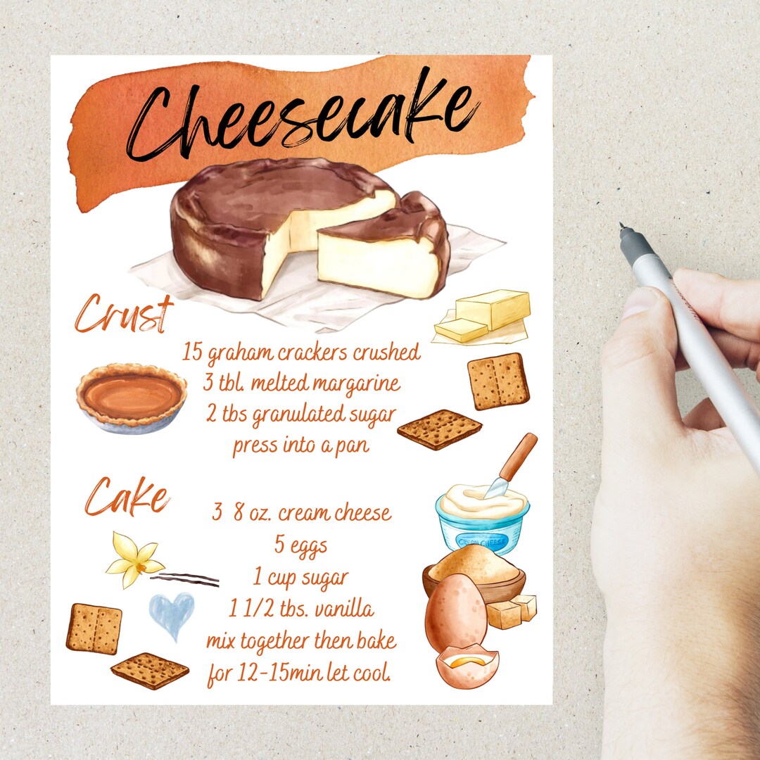 Cheesecake Recipe Postcard | 1 Postcard | Thick Cardstock | for Sending ...
