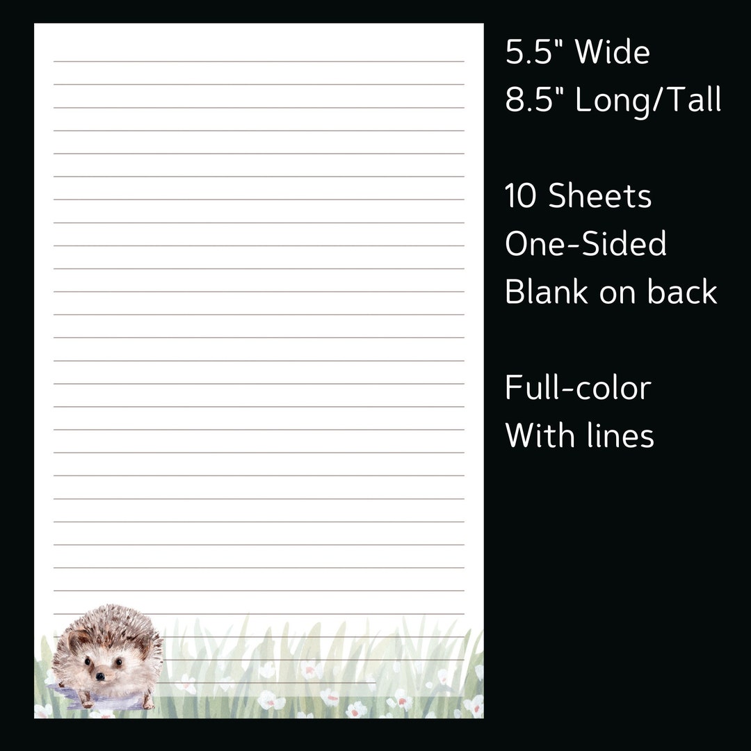 Hedgehog Stationery Set | 10 Sheets & 5 Envelopes | 8.5 X 5.5 Sheets ...