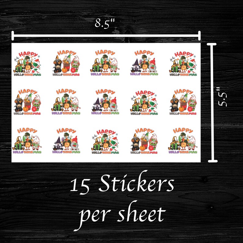 Hallothankmas Gnomes Stickers | 15 Stickers per Sheet | 1.5" Circles ...
