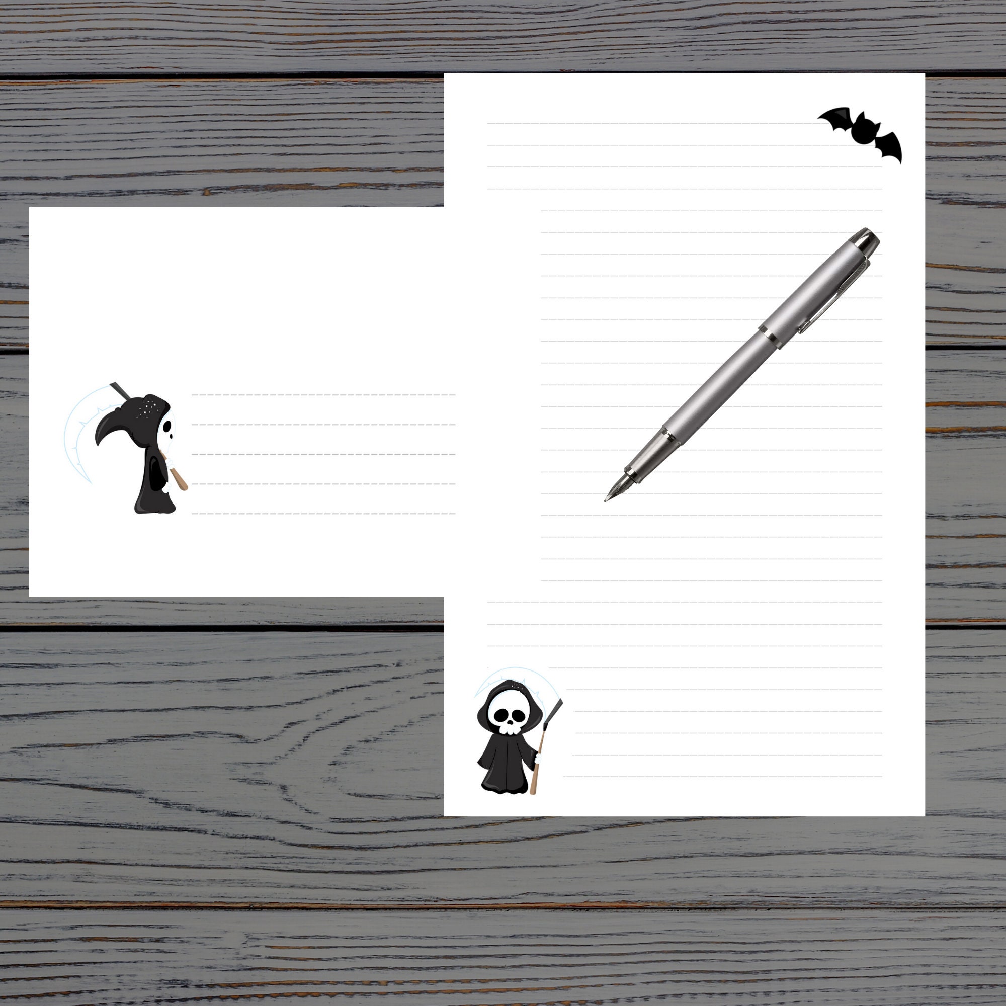 Grim Reaper Stationery Set 10 Sheets & 5 Envelopes 8.5 X - Etsy