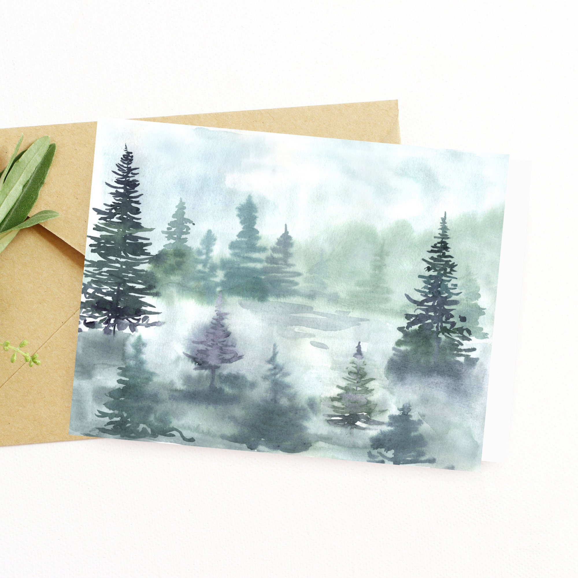 Watercolor Forest Greeting Card 4.25 inches wide by 5.50 | Etsy