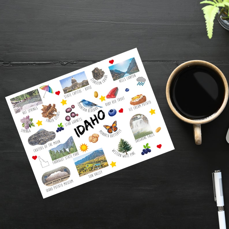Idaho Themes and Landmarks Postcard | 1 Postcard or Notecard | Thick ...