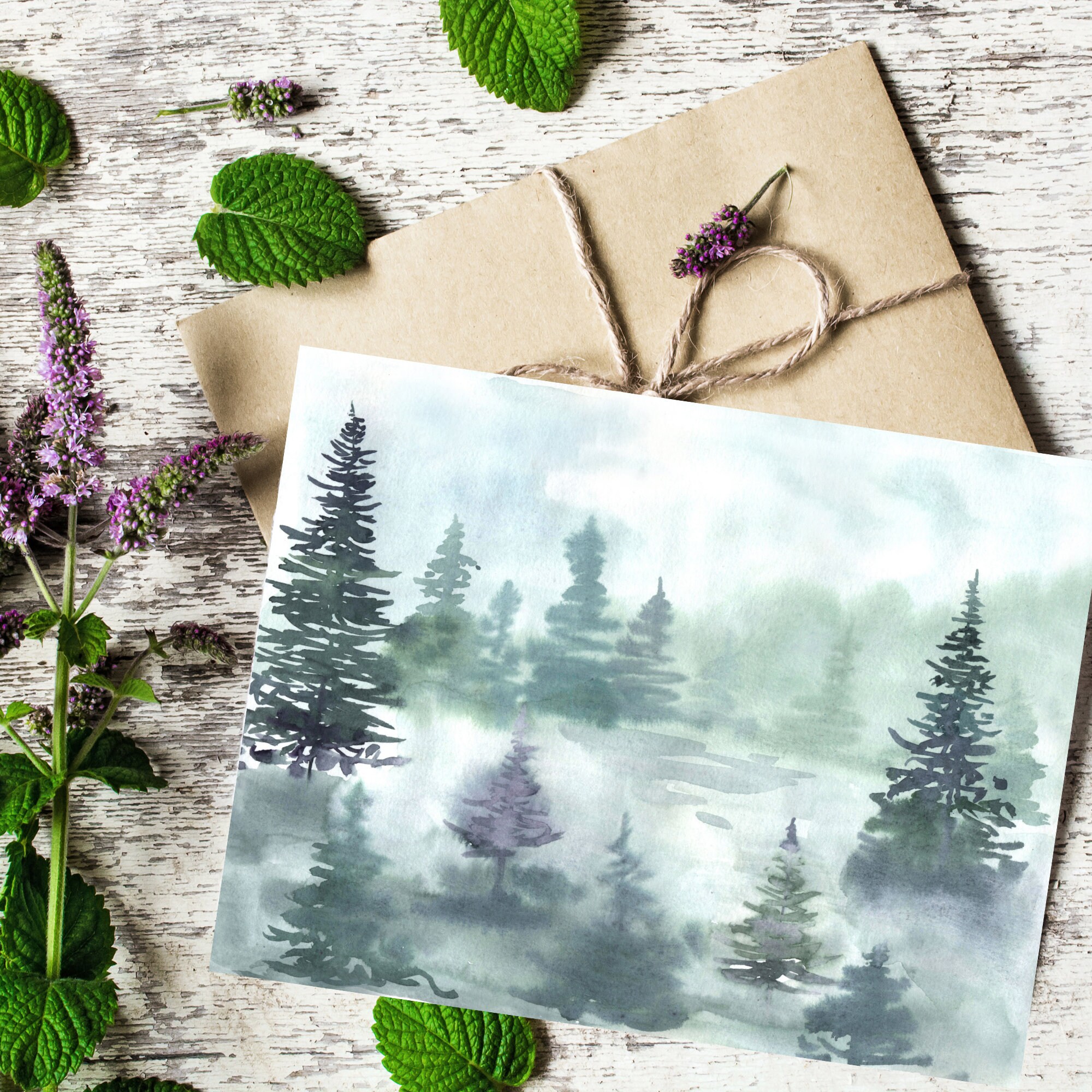 Watercolor Forest Greeting Card 4.25 inches wide by 5.50 | Etsy