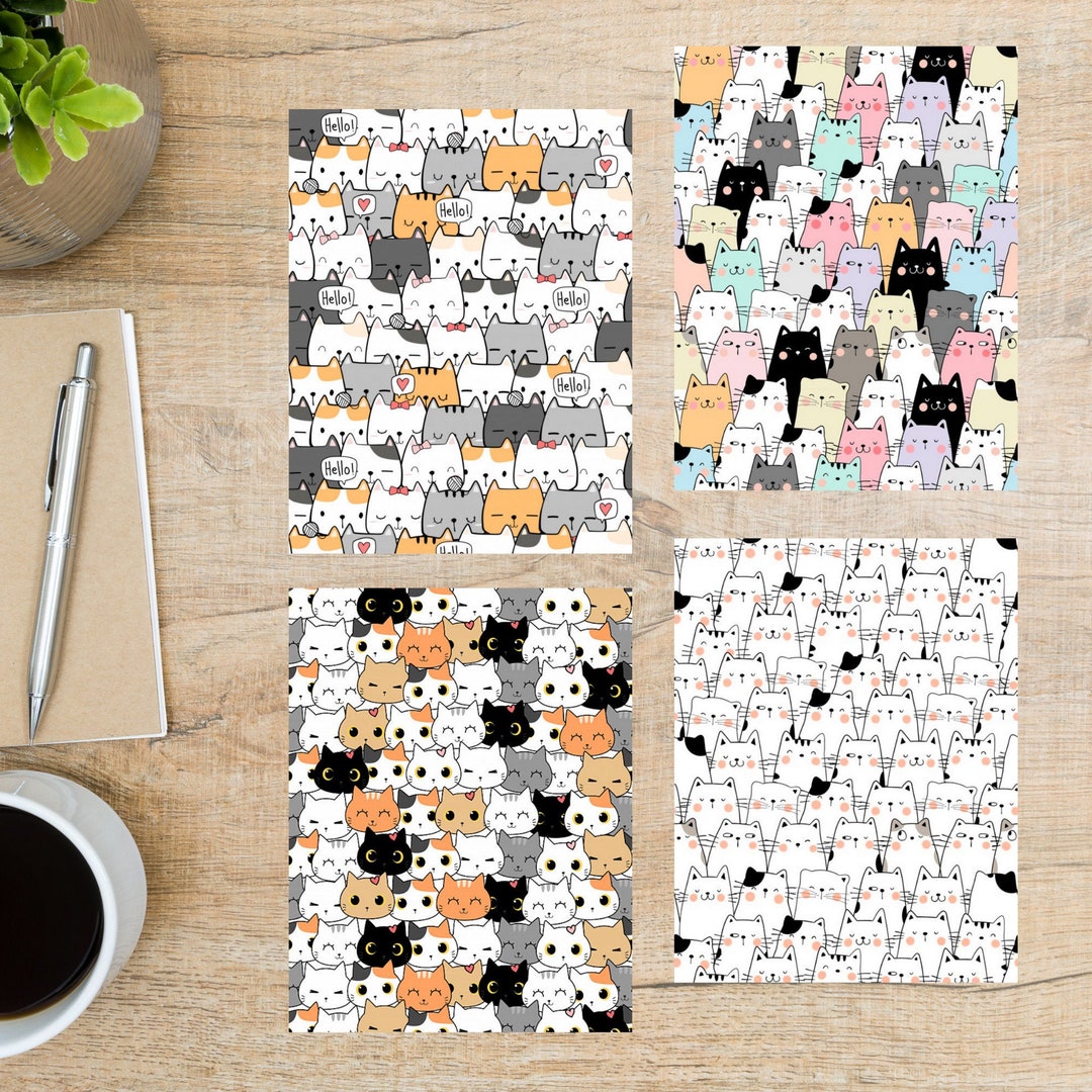 Doodle Cats Postcard Set | 4 Postcards | 130 Thick Cardstock | for ...