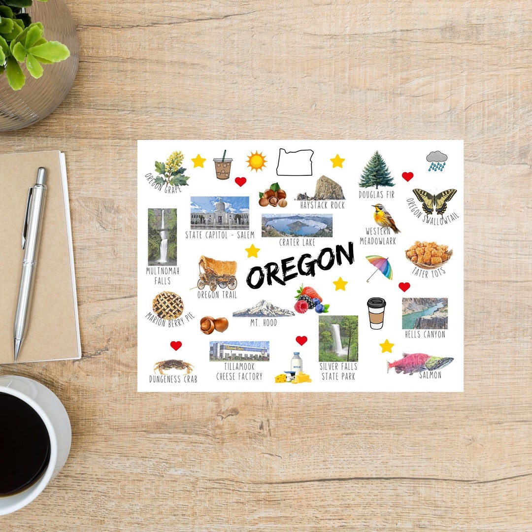 Oregon Themes and Landmarks Postcard | 1 Postcard or Notecard | Thick ...