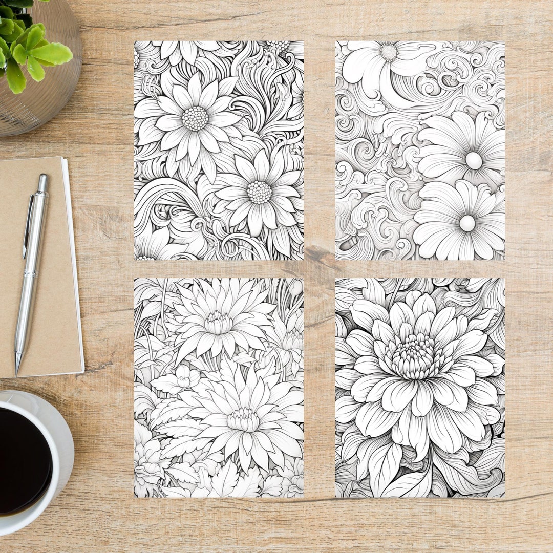 Color Me Flowers Postcards | Set of 4 Postcards | Great for Postcard ...