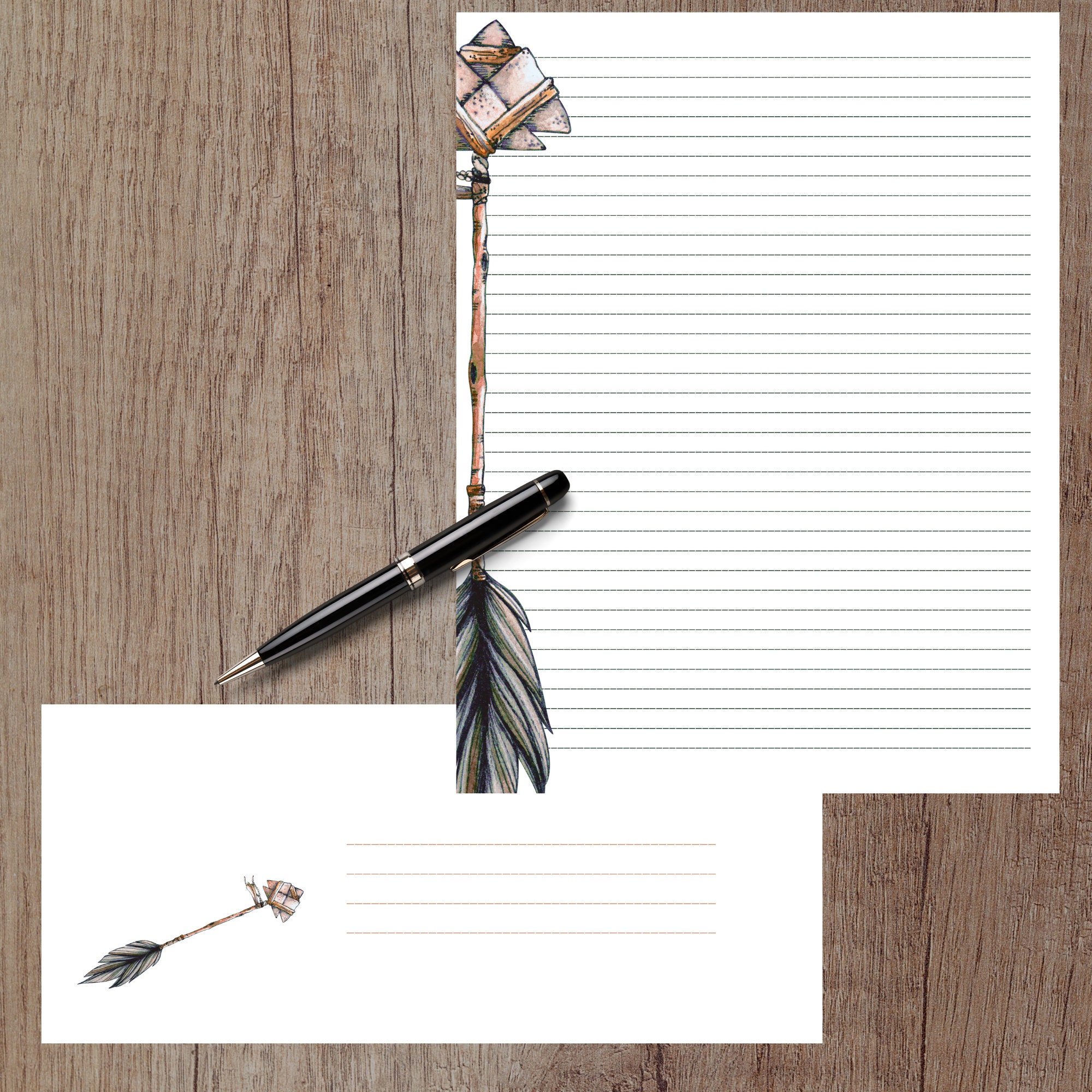 Arrow Stationery Set 6 Sheets & 3 Envelopes 8.5 X 11 | Etsy