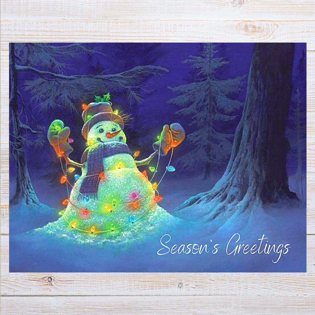 Season's Greetings Snowman Postcard 1 Postcard Thick Cardstock for ...