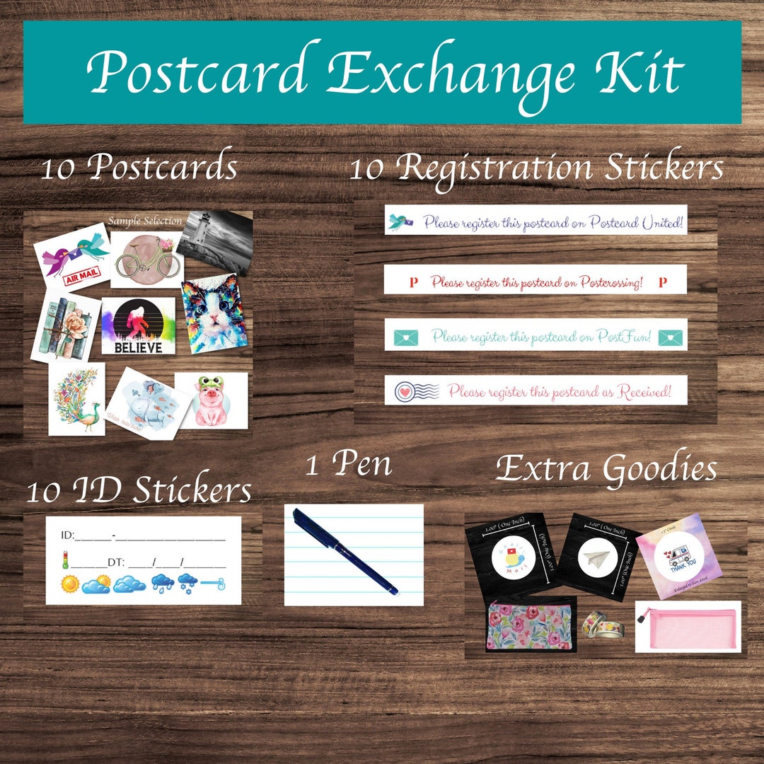 Postcard Exchange Kit | Postcards, Stickers, and Extra Goodies | for ...